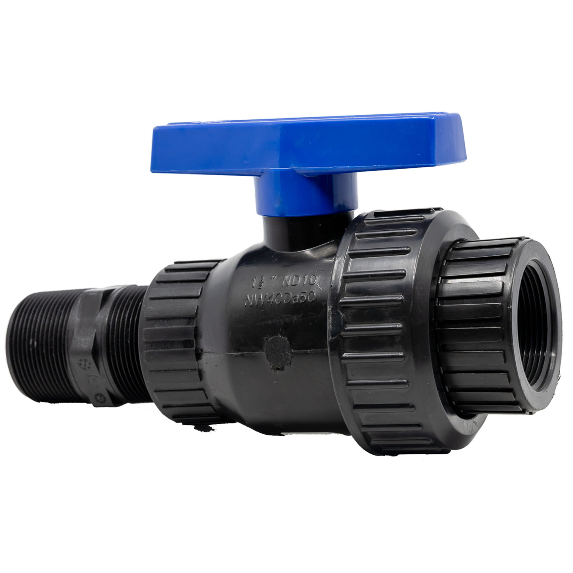 Agrico Plastics | 1-1/2" NPT Threaded Fem x Male Ball Valve ...
